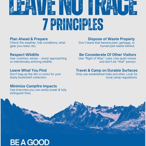 DIGITAL DOWNLOAD | Leave No Trace Principles Printable | Outdoor Ethics ...