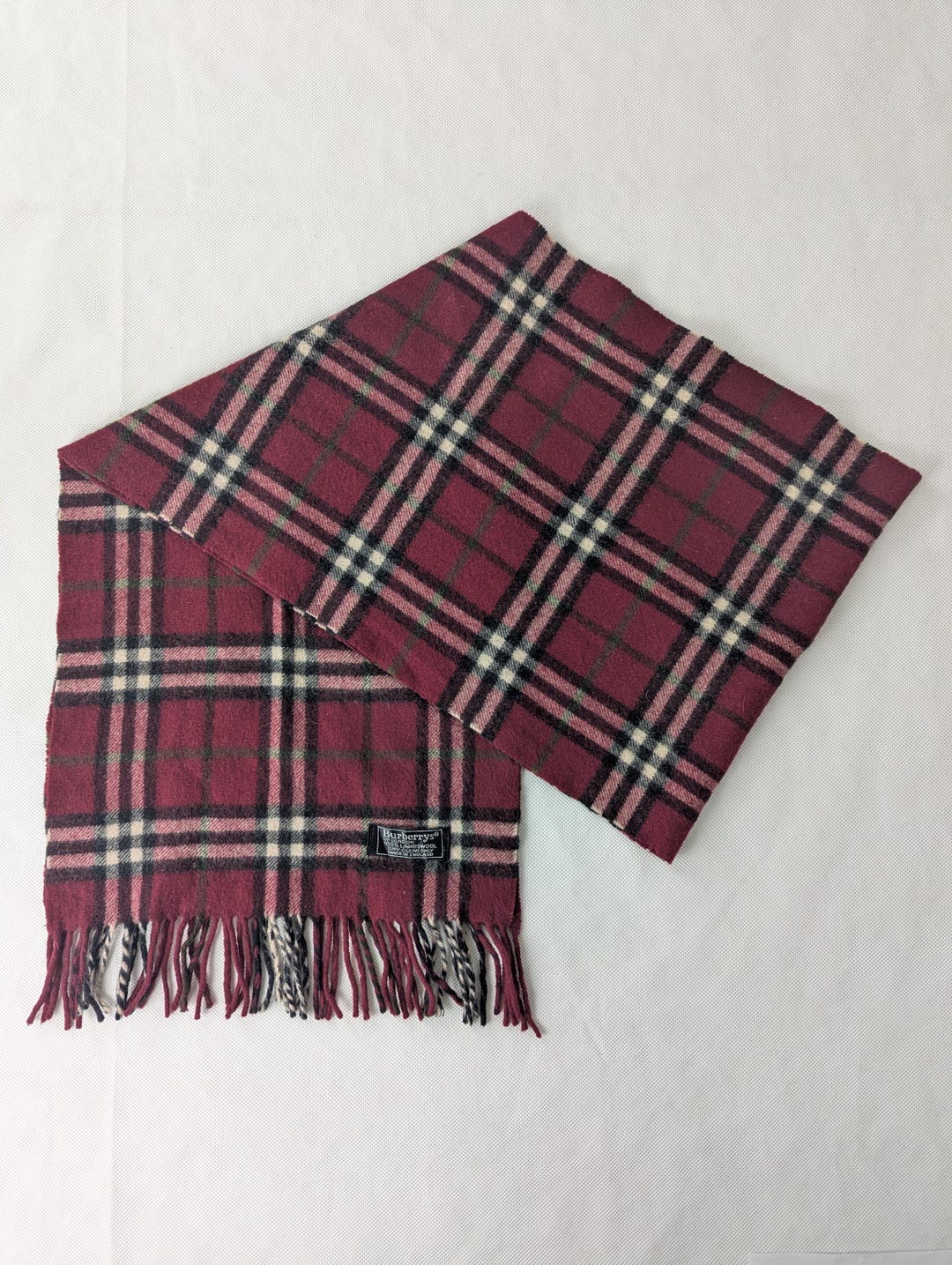 BURBERRY London Classic Nova Check Knit 100% Lambswool Neck Warmer ...