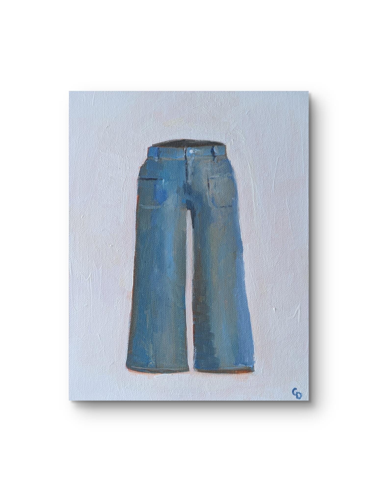 Blue Jeans, Fashion Illustration, Boho, Original Oil Painting by ...