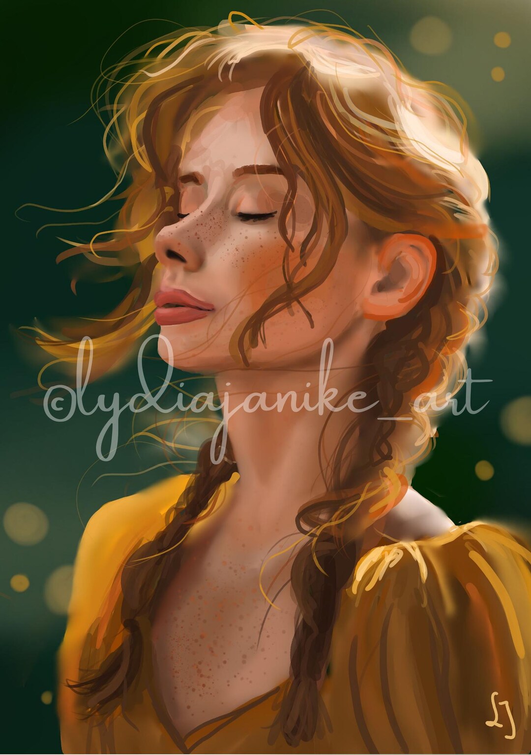 Digital Art Print - Freckles in the Sun | Portrait Woman Ginger Red ...