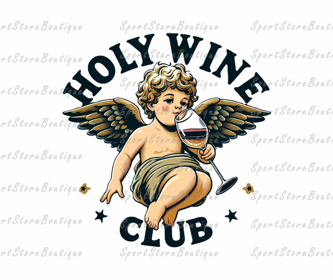 Holy Wine Club PNG, Little Guardian Angel PNG, Groovy Drinking Angel ...