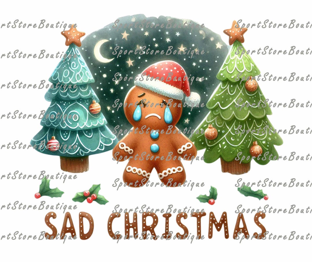 Christmas Sad Gingerbread Png, Gloomy Christmas Png, Christmas Bundle ...