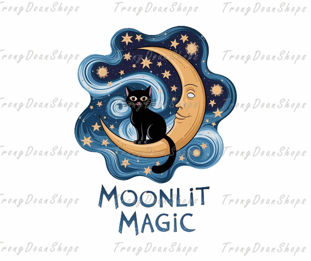 Moonlit Magic Black Cat Png, Funny Moon Cat Png, Wildlife Animal Png ...