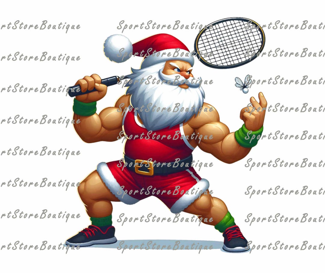 Christmas Badminton Santa Claus Png, Funny Christmas Santa Png, Sport ...
