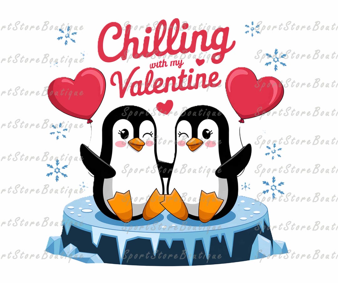 Chilling Valentine PNG, Valentine Lovers PNG, Groovy Penguin, Penguin ...