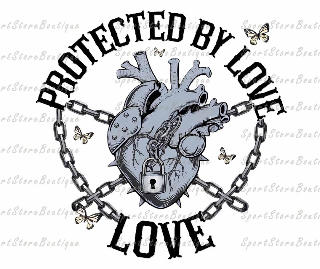 Protected by Love Png, Groovy Heart With Fetter Png, Gift for Him Png ...