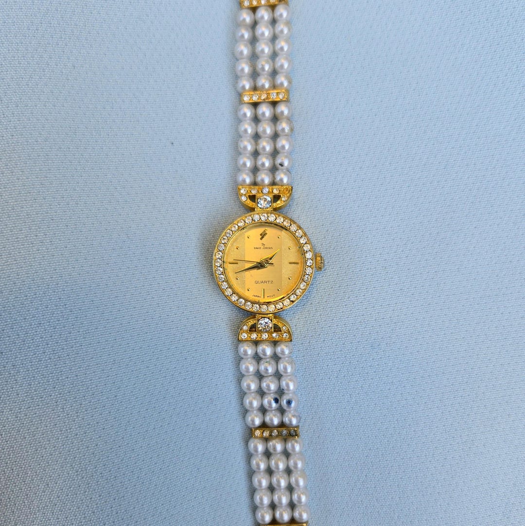 Multistrand Pearl Vintage Watch With Rhinestone Bezel - Etsy