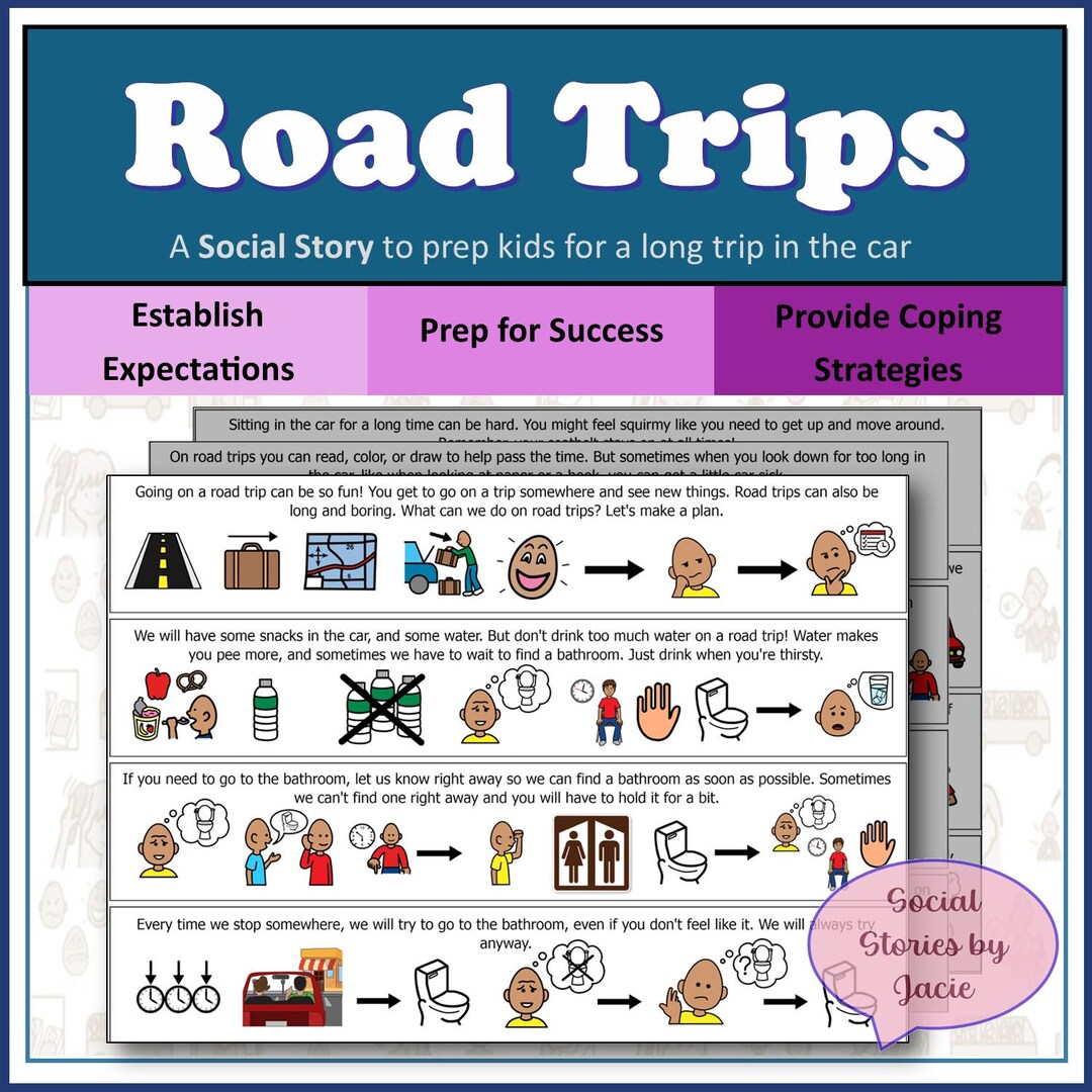 Road Trips Social Story - Prep Your Kids for a Long Drive in the Car - Etsy