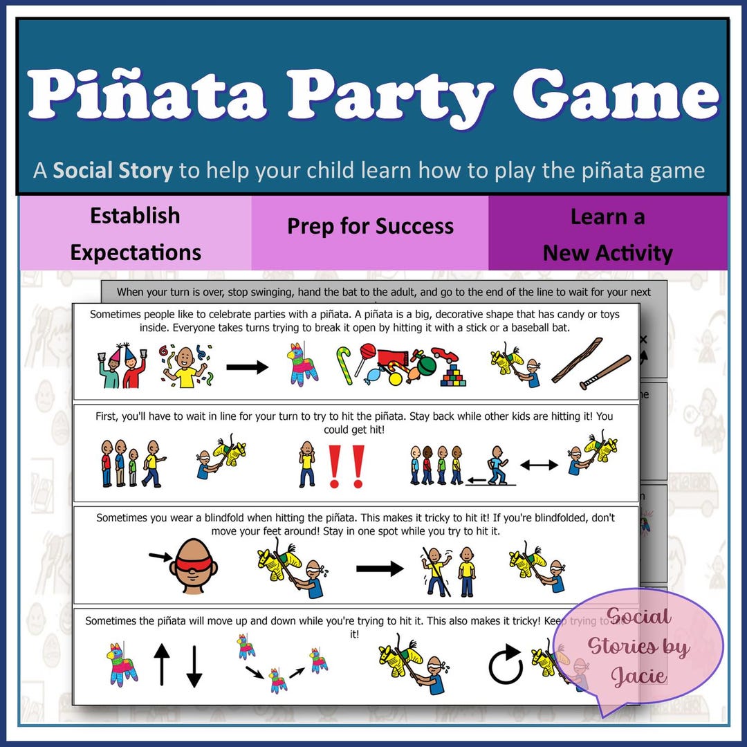 Pinata Party Game Social Story - Teach Your Child With Autism to Safely ...