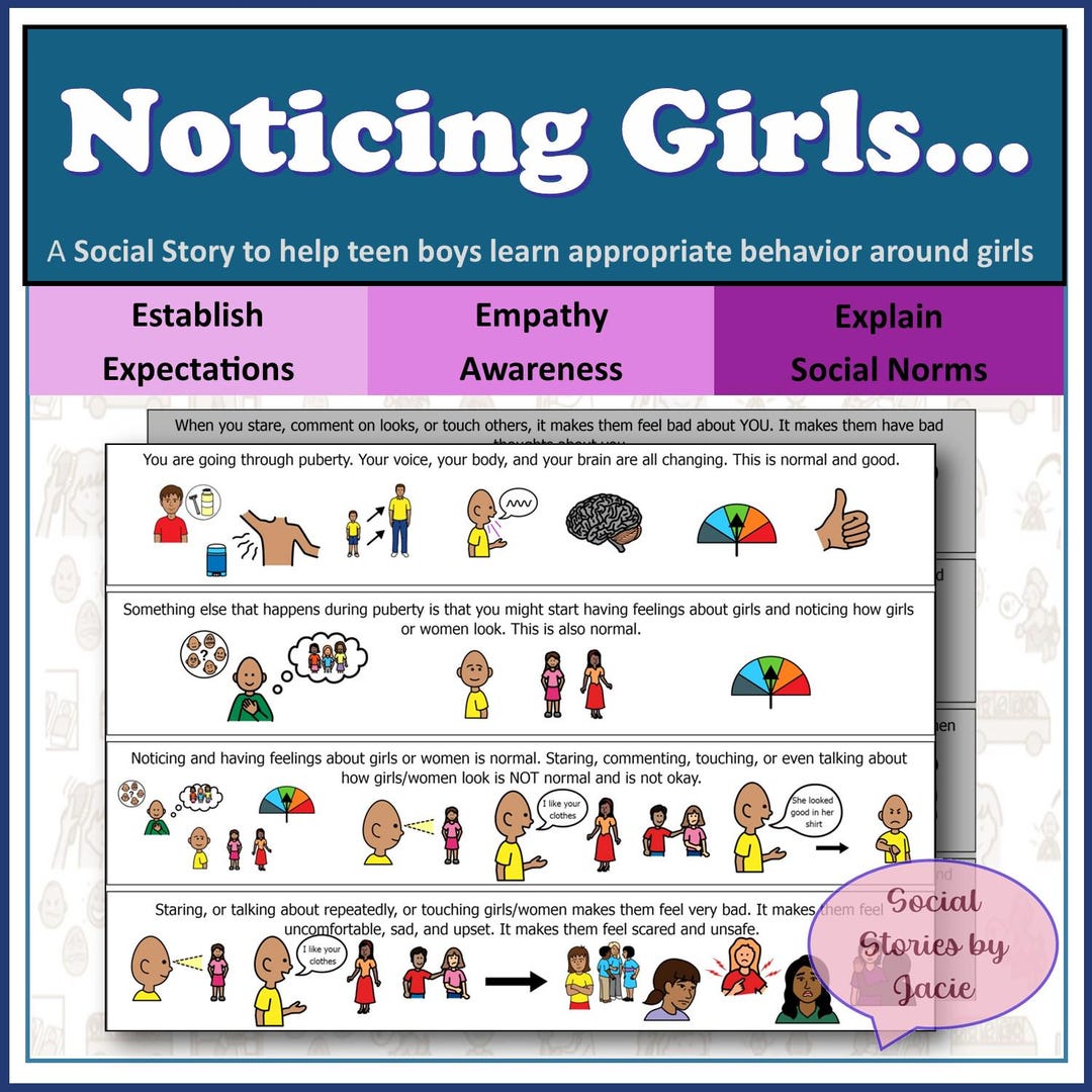 Noticing Girls... A Social Story to Help Teen Boys With Autism Learn ...