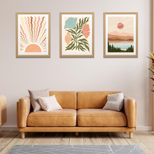9 Boho Wall Art Set | Printable Desert Sun Motif Prints | Bohemian Wall ...