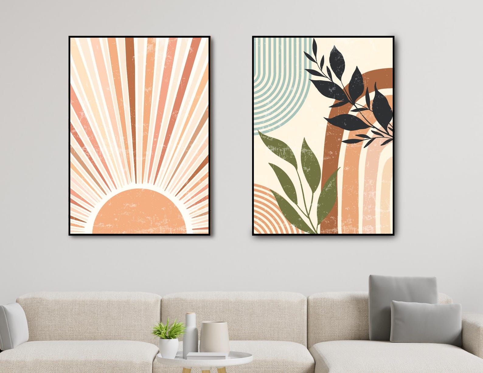 9 Boho Wall Art Set | Printable Desert Sun Motif Prints | Bohemian Wall ...