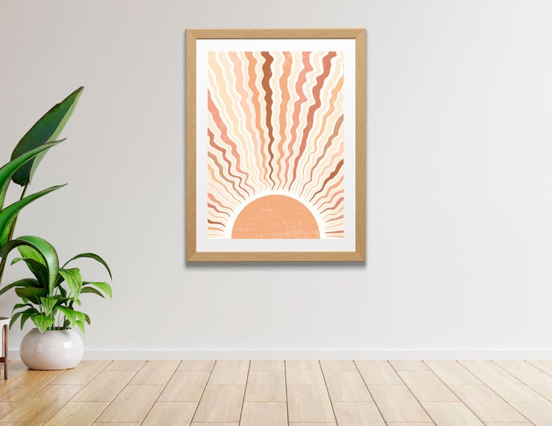 9 Boho Wall Art Set | Printable Desert Sun Motif Prints | Bohemian Wall ...