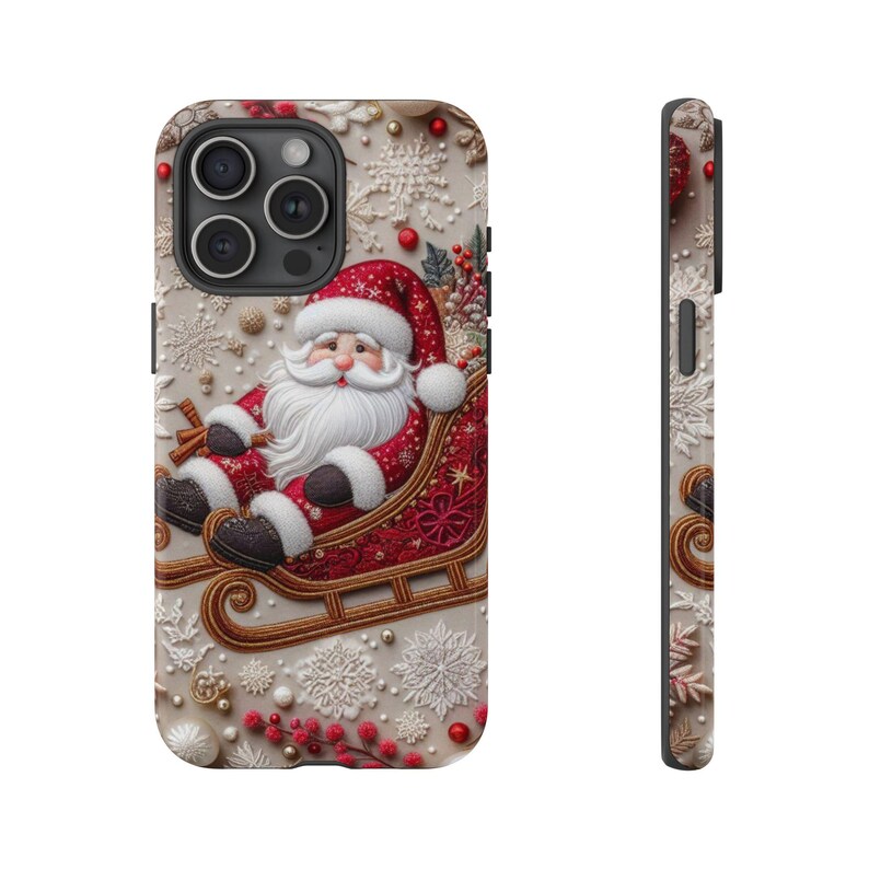 Christmas Santa Sleigh Snowflakes Tough Case Festive Phone Protection ...