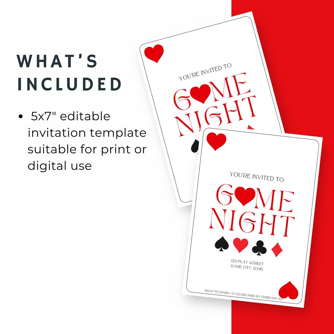 Game Night Invitation Template, Deck of Cards, Card & Board Game Night ...