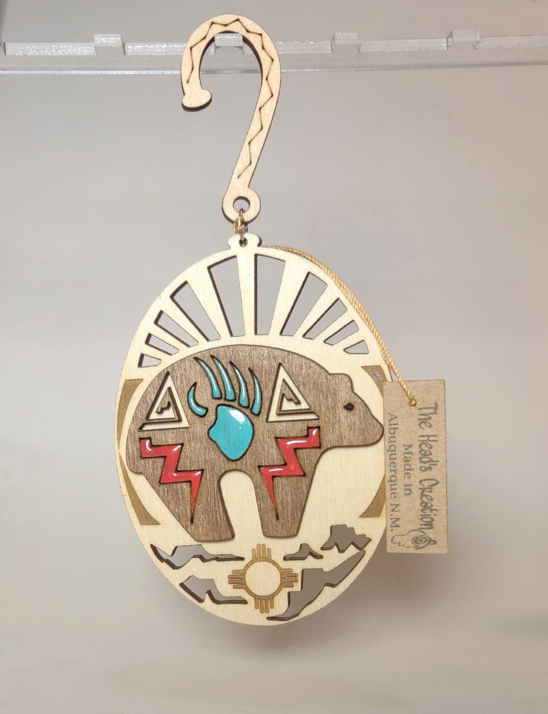 Southwest Bear Zia Wooden Ornament - Etsy