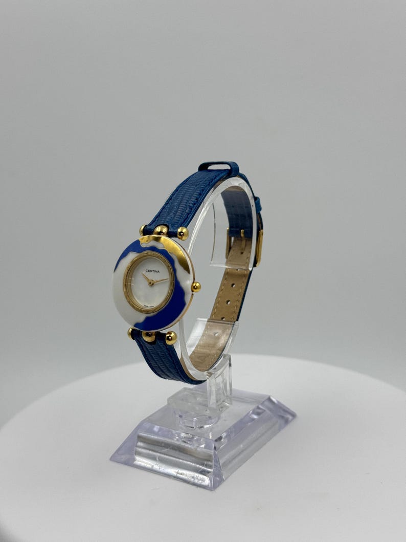 Rare Vintage Certina Swiss Quartz Women's Wrist Watch - Blue Leather ...