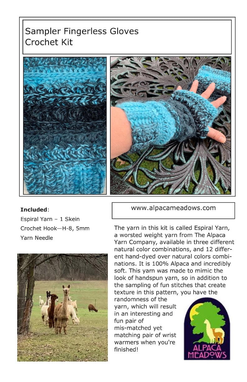 DIY Crochet Kit, Alpaca Fingerless Gloves, Wrist Warmers - Etsy