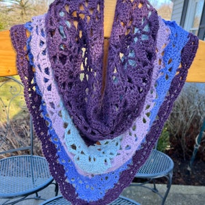 Hand Crocheted Triangular Alpaca Shawl, Purples and Blues - Etsy