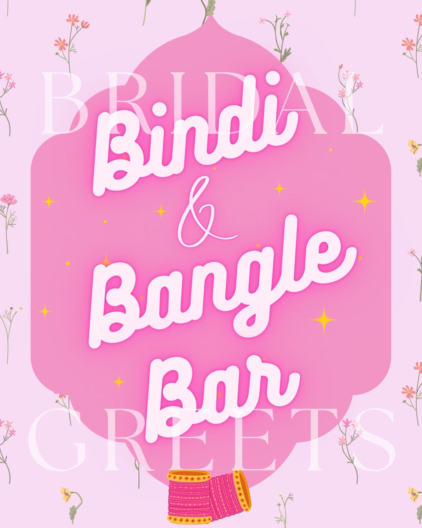 Bindi & Bangle Bar Sign: Colourful Indian Wedding Decor Signage for ...