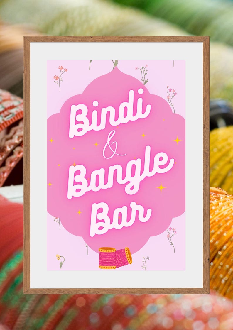 Bindi & Bangle Bar Sign: Colourful Indian Wedding Decor Signage for ...