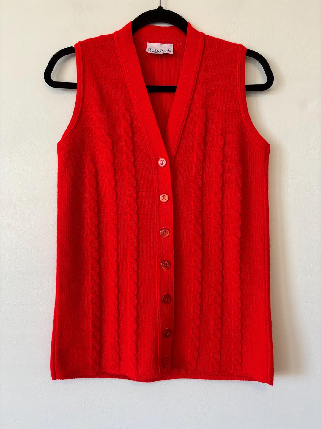 Bobbie Brooks Red Cable Knit Sweater Vest Small Medium - Etsy