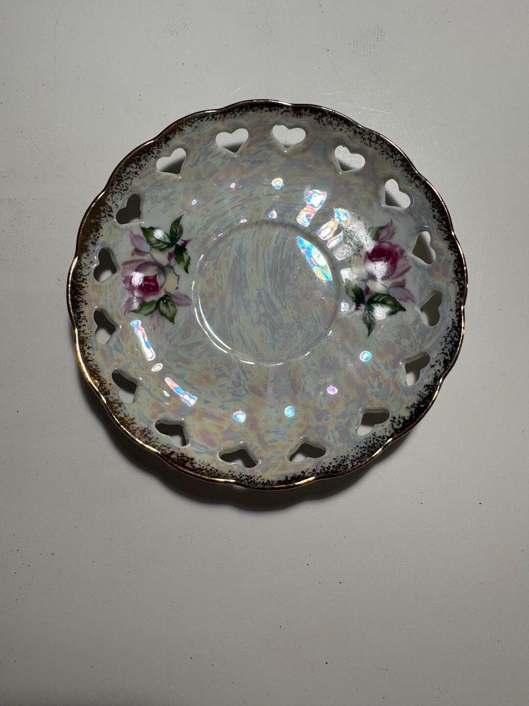 Vintage Small Plate Open Heart and Flower Design 6 Inches - Etsy