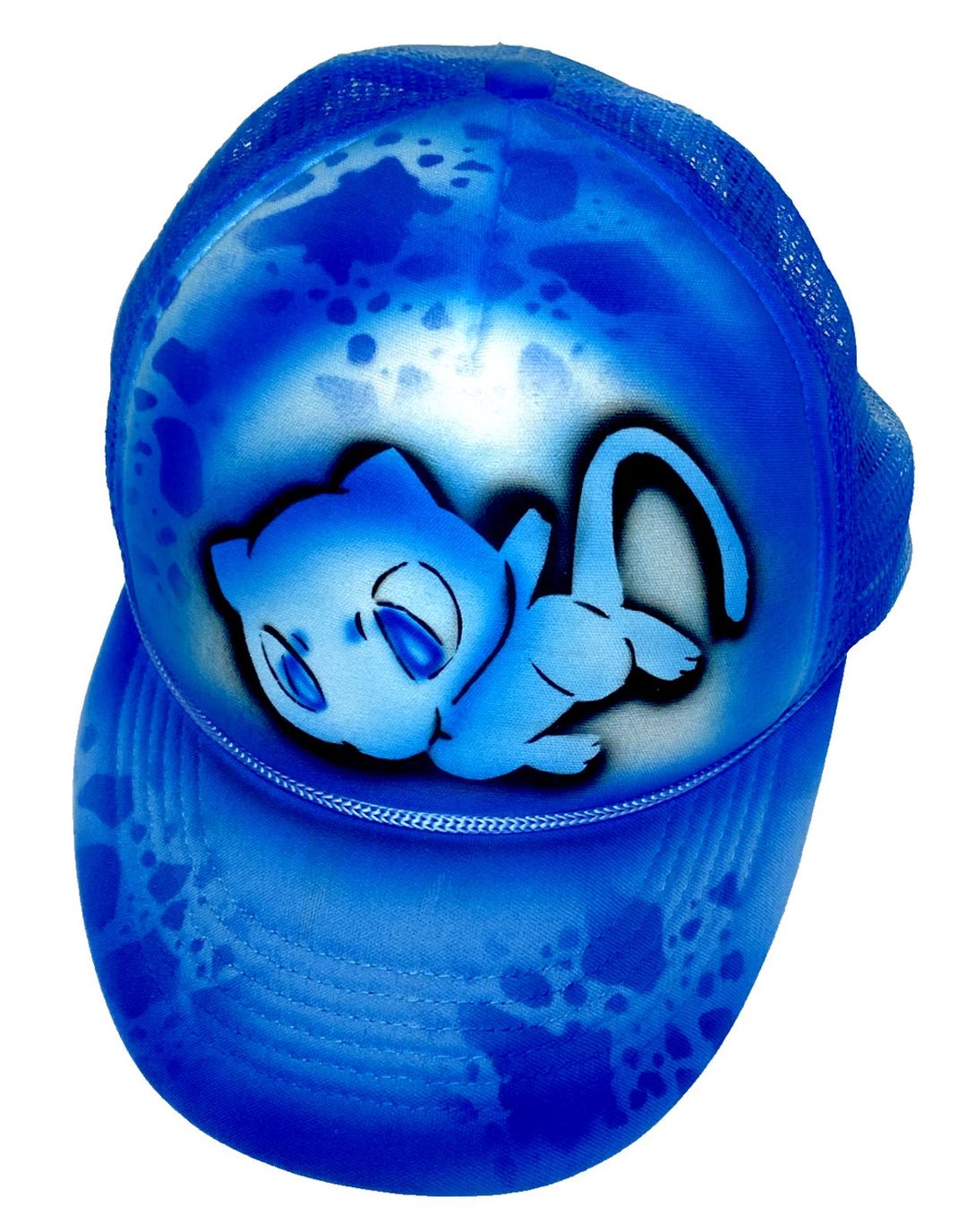 POKEMON Mew Custom-made Airbrushed Foam Front Mesh Trucker Cap Snapback ...