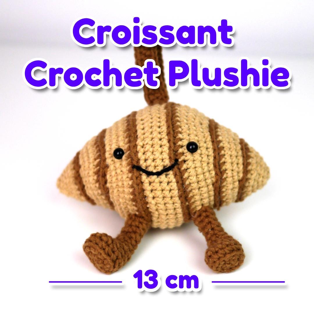 Cute Croissant Crochet Plushie Charm With Hangable Loop Cute Home or ...