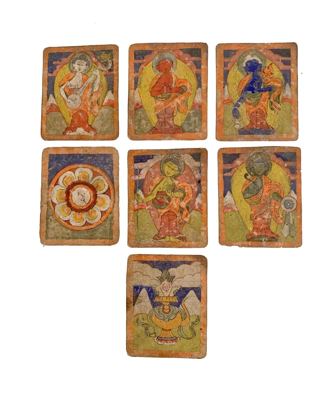 Tibetan Antique Tsakli (G) - Group of 7 Buddhist Initiation Cards - Etsy