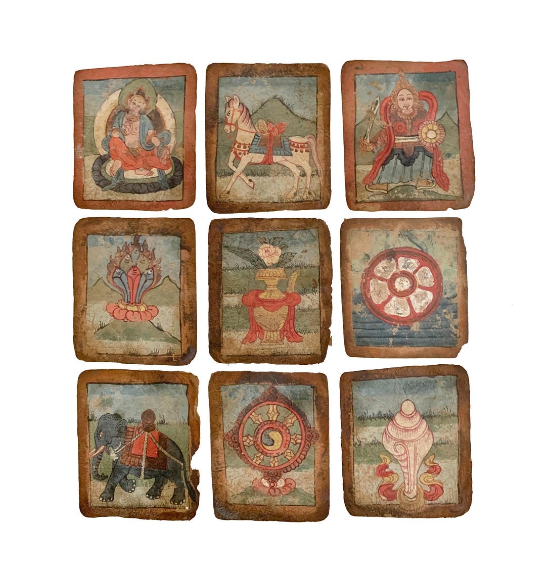 Tibetan Antique Tsakli (F) - Group of 9 Buddhist Initiation Cards - Etsy