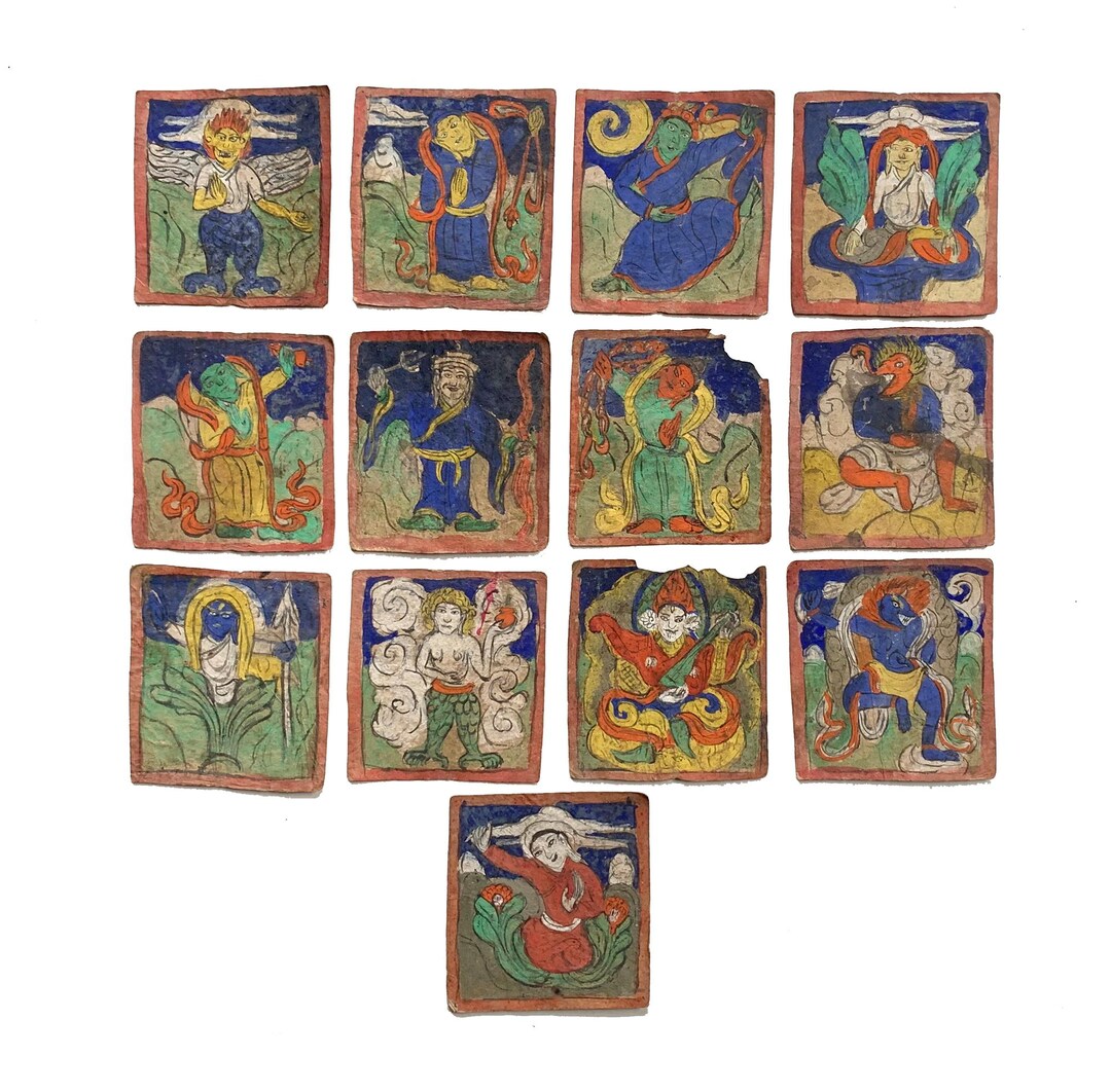 Tibetan Antique Tsakli (J) - Group of 13 Buddhist Initiation Cards - Etsy