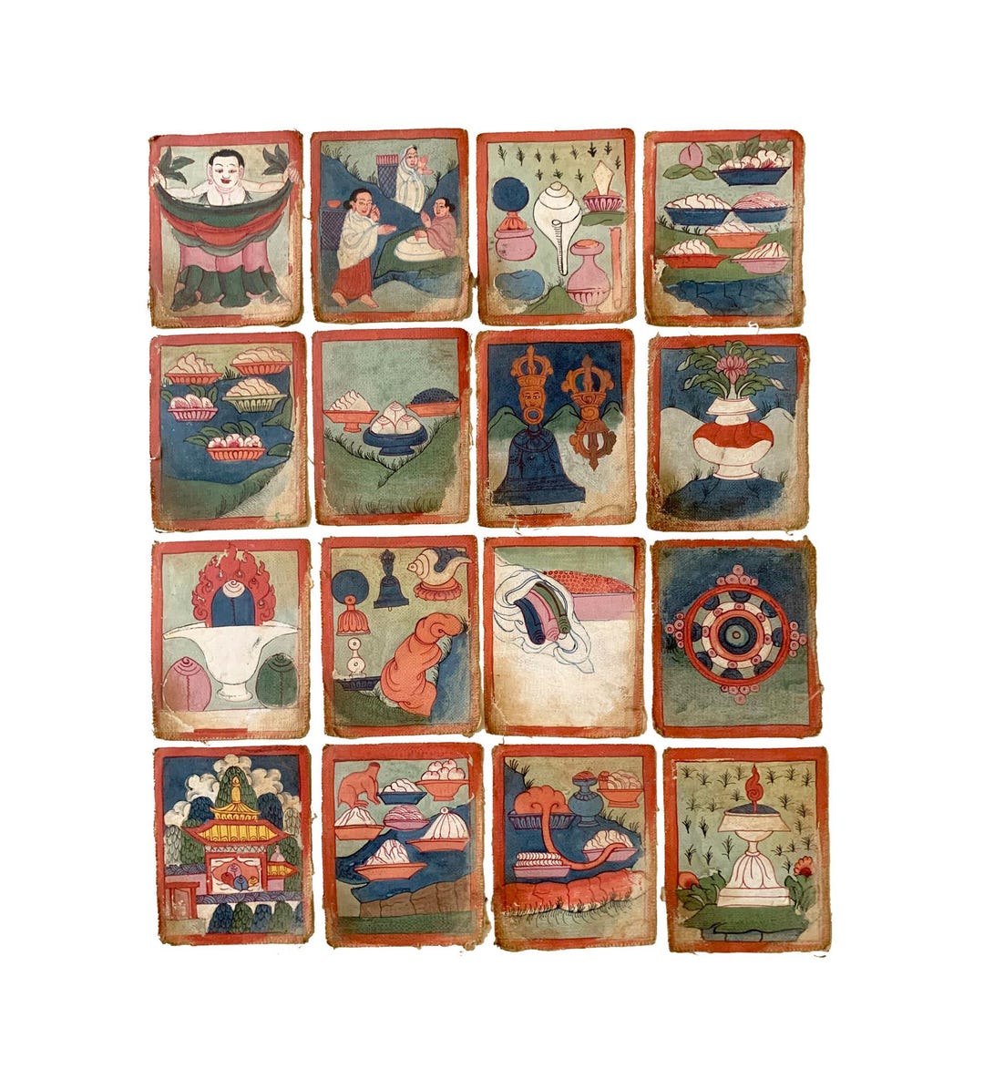 Tibetan Antique Tsakli (H) - Group of 16 Buddhist Initiation Cards - Etsy