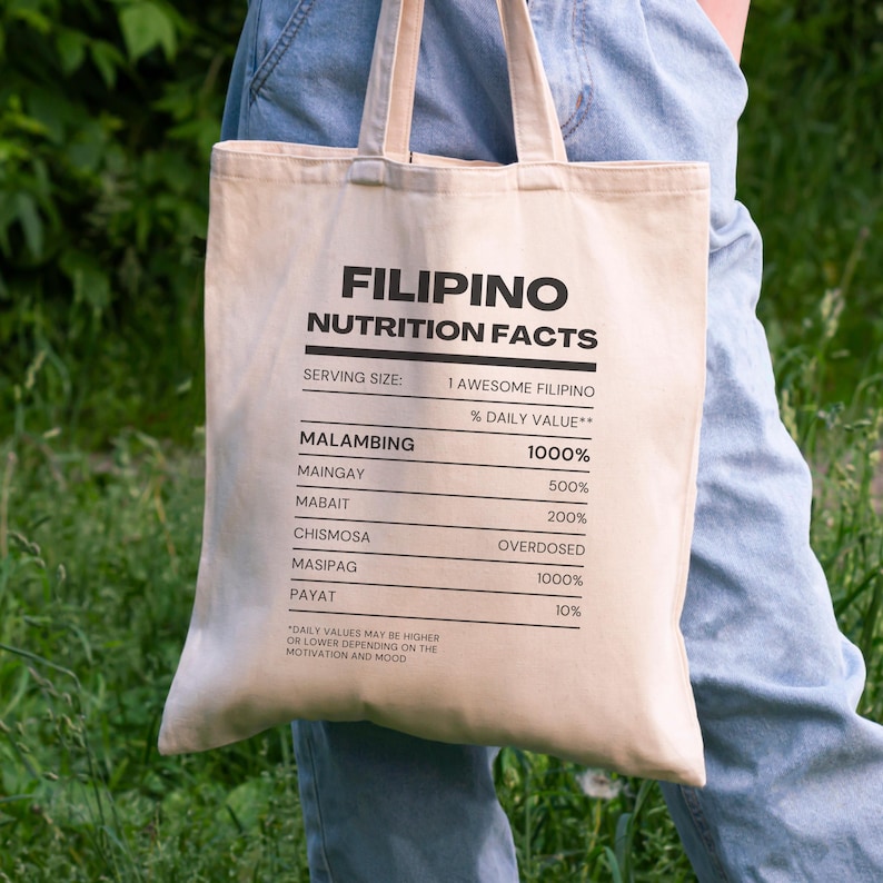 Unique Gift Unisex Filipino Nutritional Facts Label Tote Bag, Pinoy ...