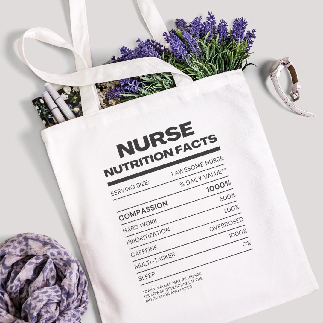 Gifts for Nurse Nutritional Facts Label Canvas Tote Bag - Etsy