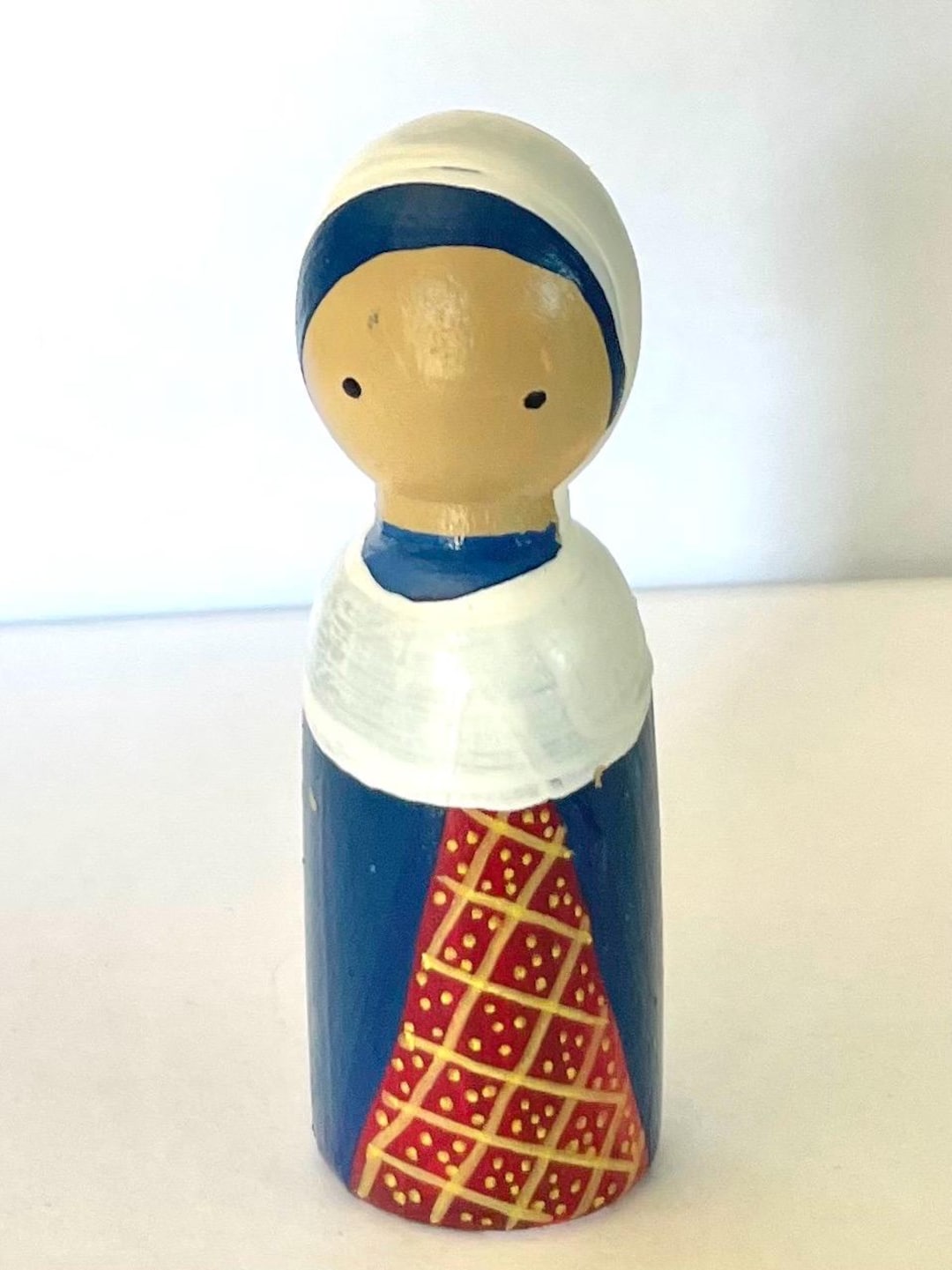 St Nonna Nazianzus, 2.4” Hand Painted Wooden Peg Doll With Head ...