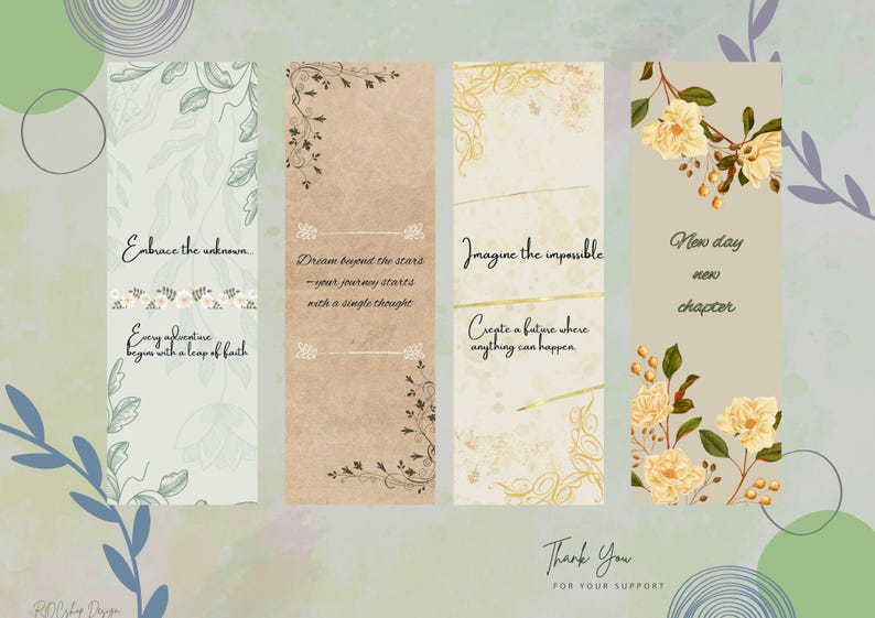 Printable Inspirational Bookmark Bundle Set of 4 | Uplifting Quotes for ...
