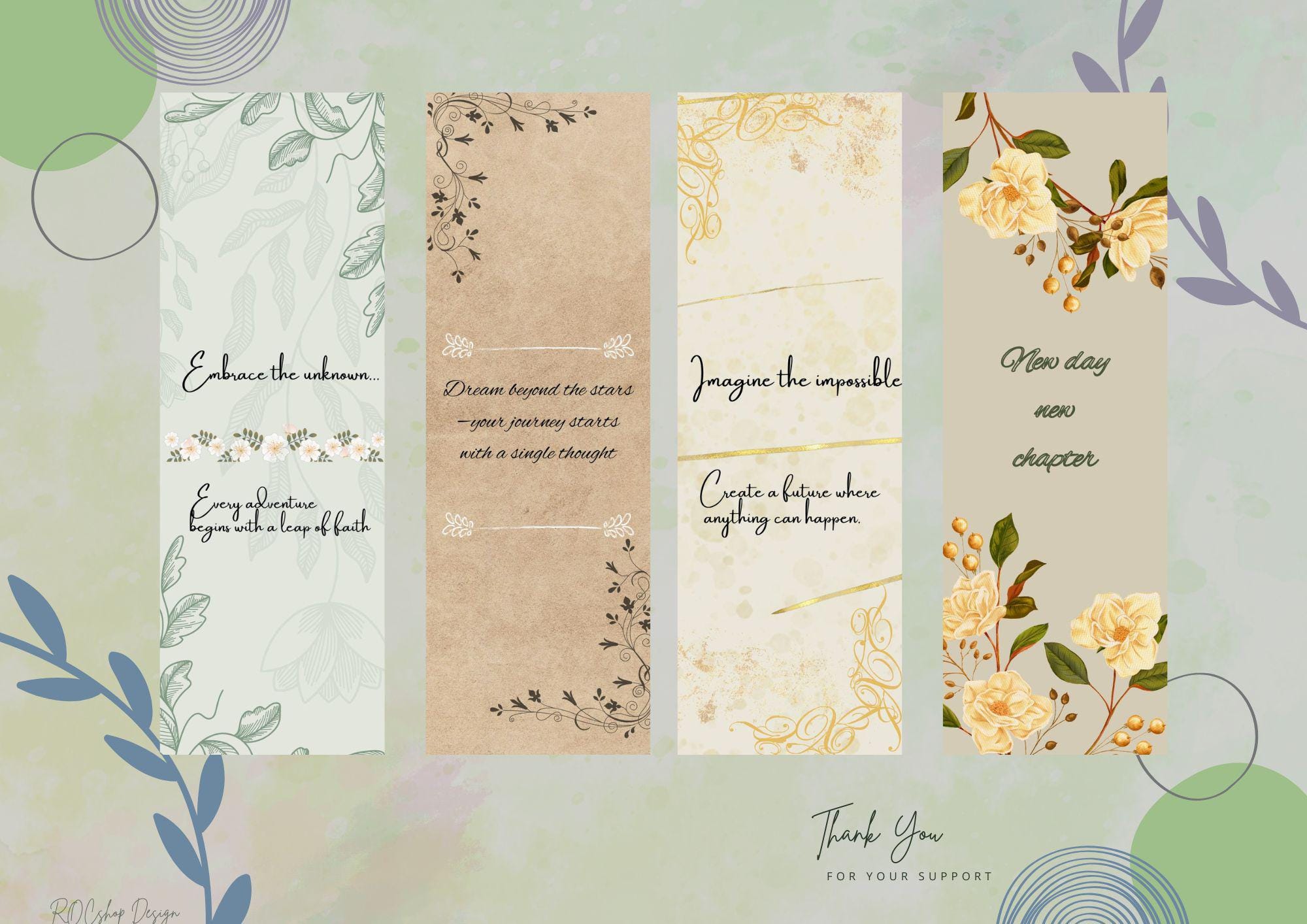 Printable Inspirational Bookmark Bundle Set of 4 | Uplifting Quotes for ...