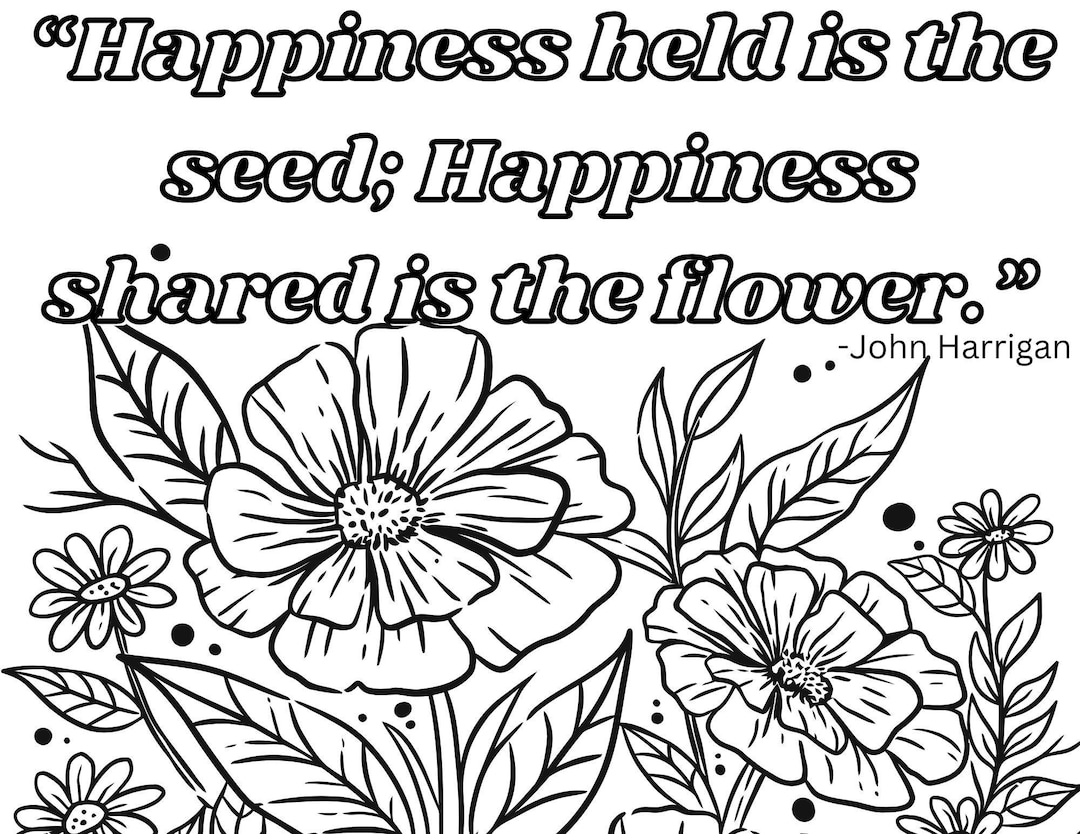 Flower Coloring Pages With Quotes! - Etsy