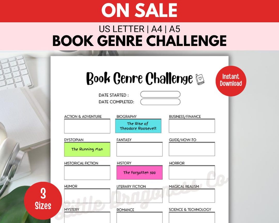 Book Genre Challenge,printable Minimal Weekly Challenge,planner Page ...
