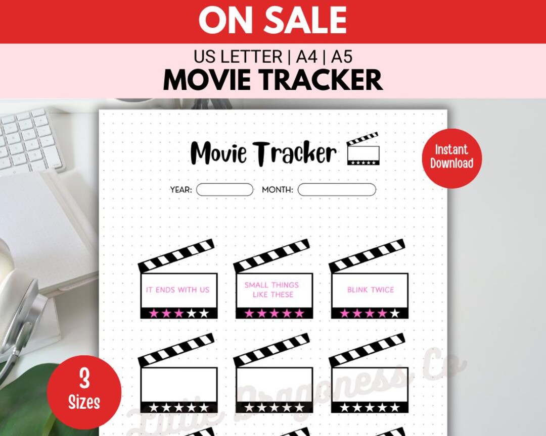 Monthly Movie Tracker,printable Journal Template,planner Page,track ...