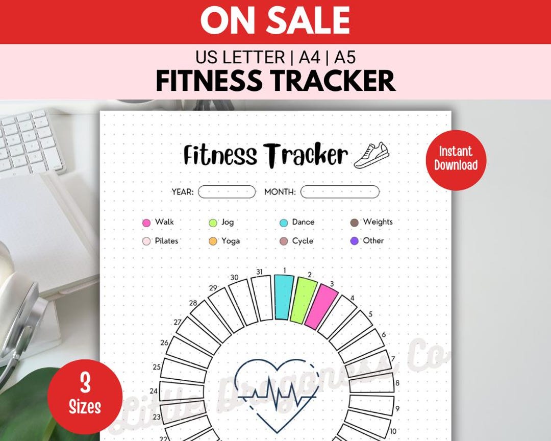 Monthly Fitness Tracker,printable Journal Page,planner Page,track ...
