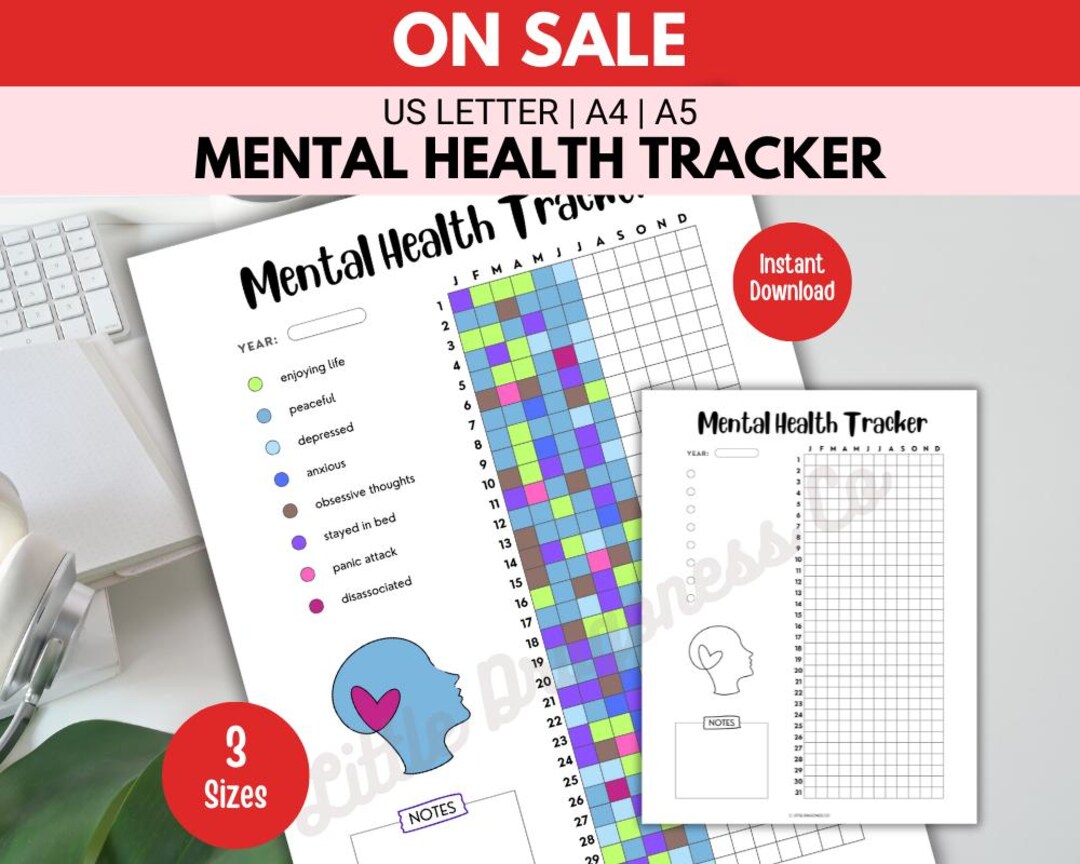 Yearly Mental Health Tracker in Pixels, PRINTABLE Journal Template ...
