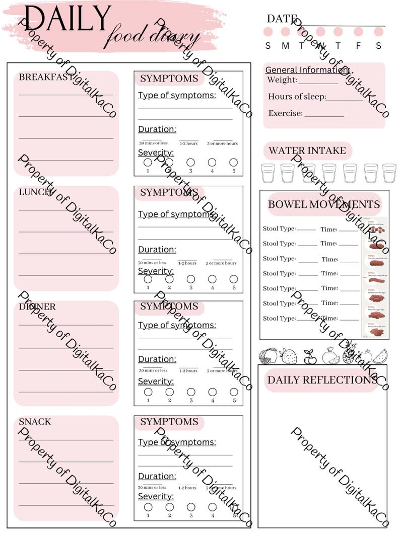 Daily Food Diary - Etsy