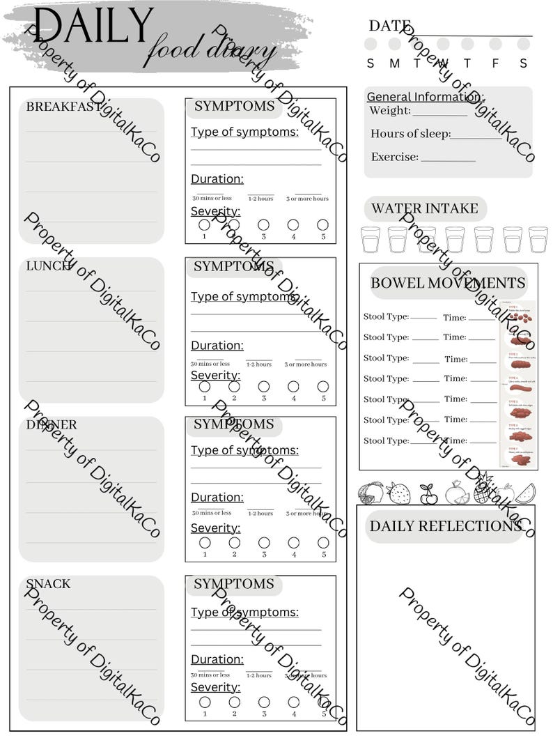 Daily Food Diary - Etsy