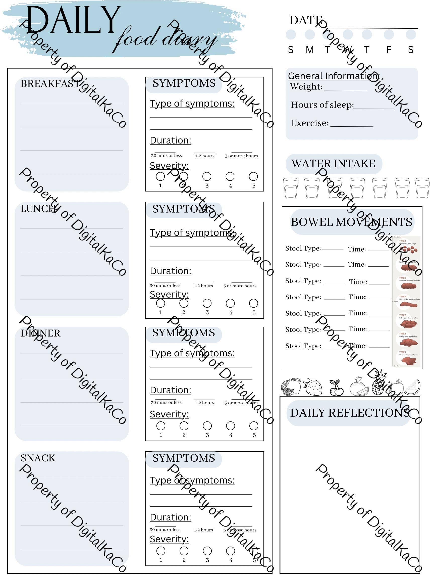 Daily Food Diary - Etsy