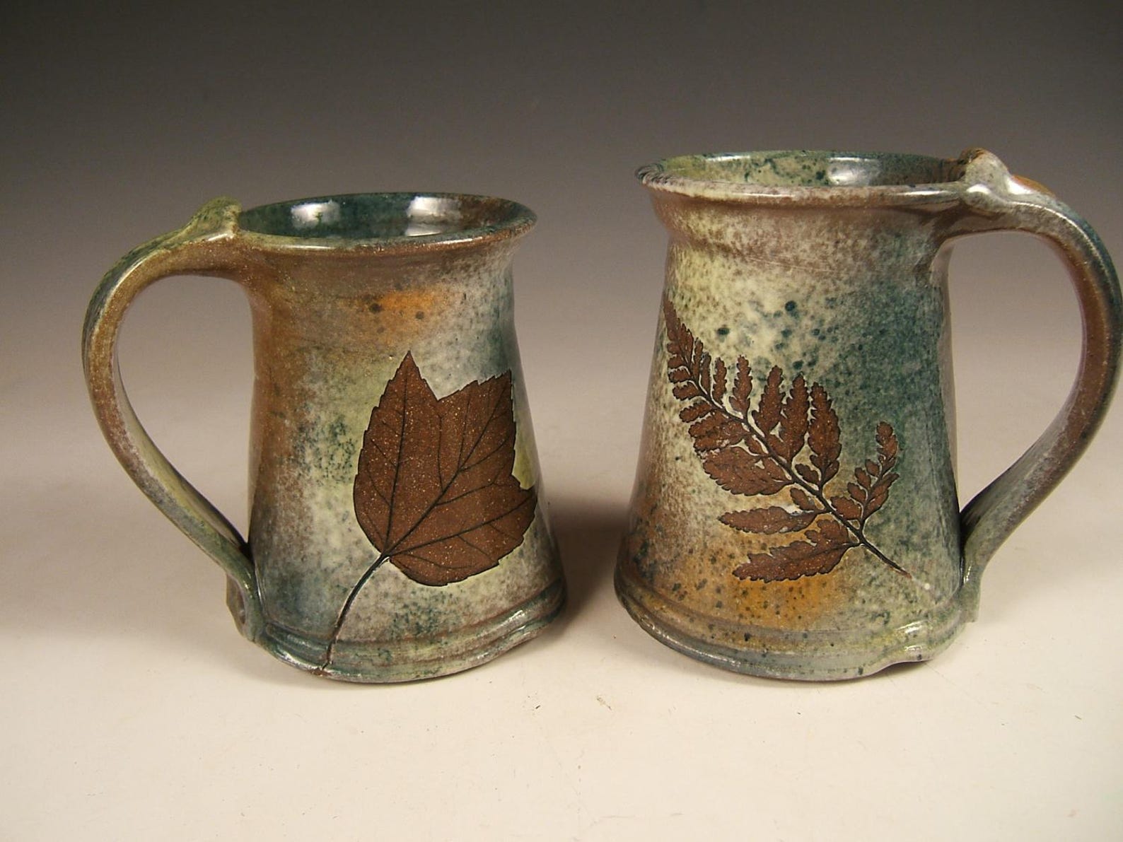Coffee Mug Handmade Pottery Leaf Hand 10-12 Oz - Etsy