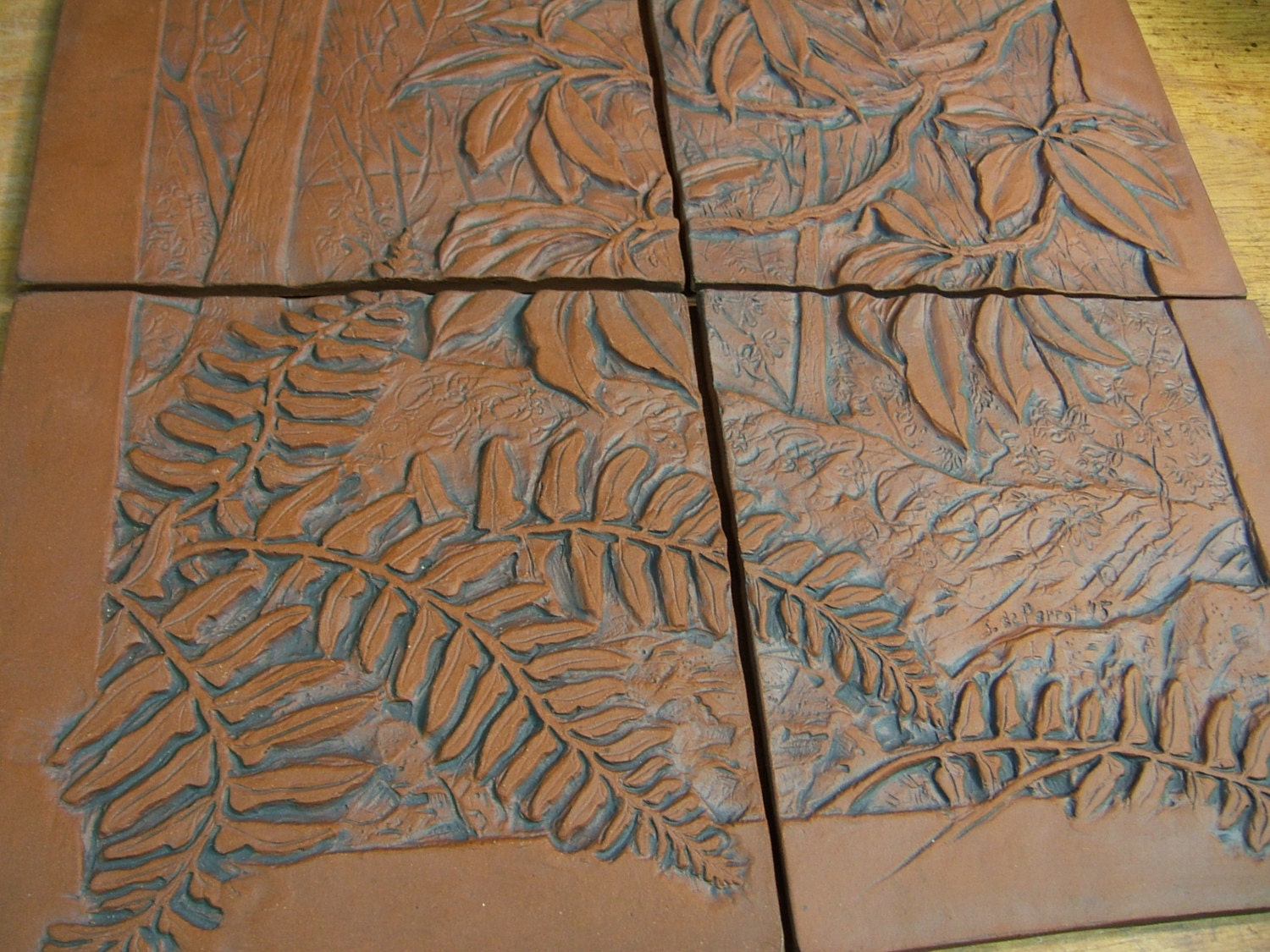 Craftsman Style Carved Tile Woodland Scene for Backsplash Table Top ...