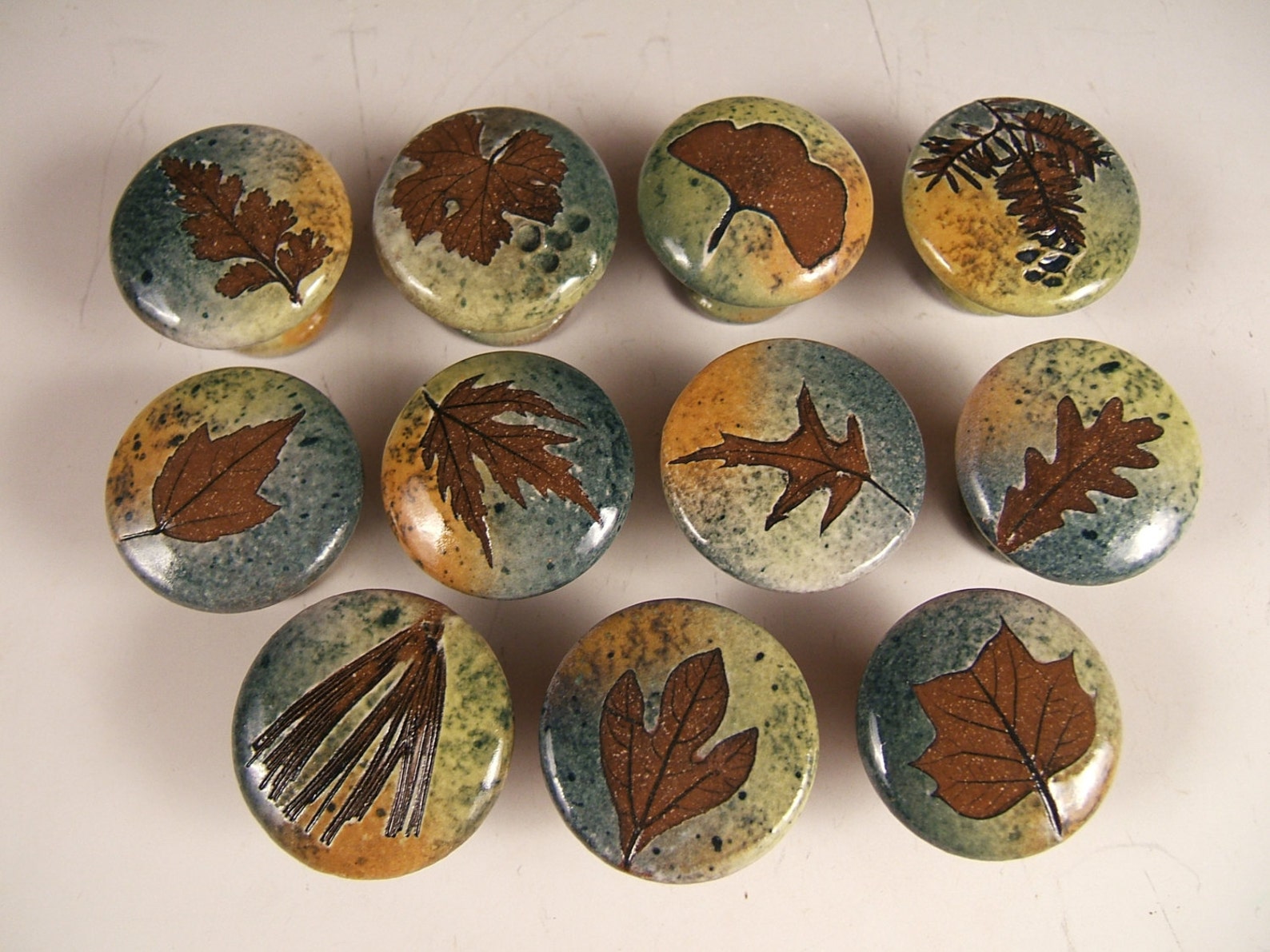 20-40 Leaf Cabinet Knobs Handmade Ceramic - Etsy
