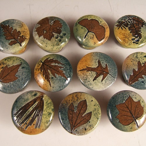 Cabinet Knob Ceramic Leaf Handmade - Etsy